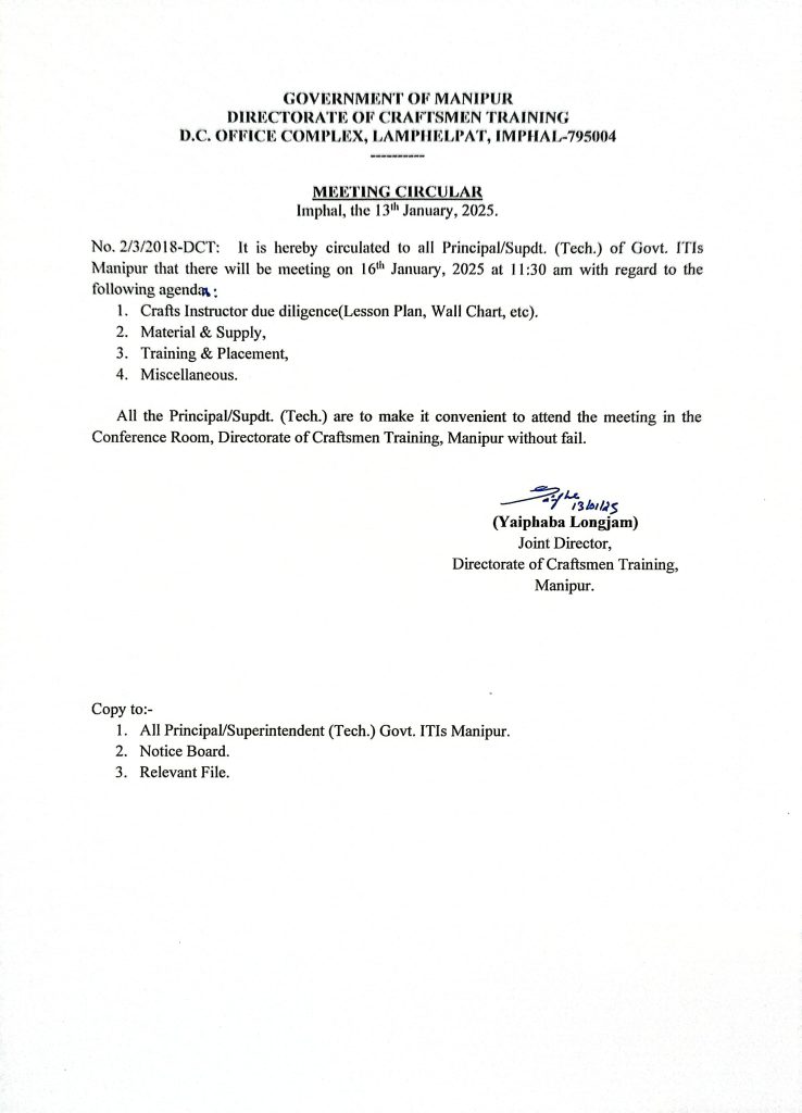 Meeting Circular – DIRECTORATE