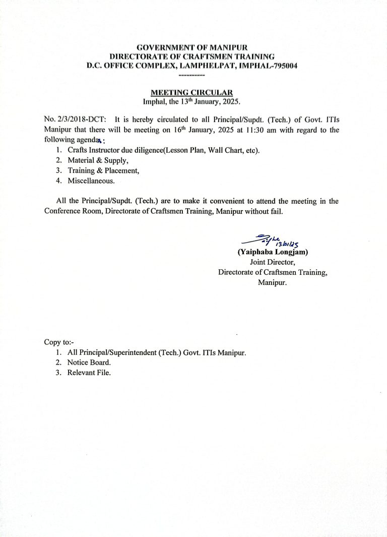 Meeting Circular – DIRECTORATE